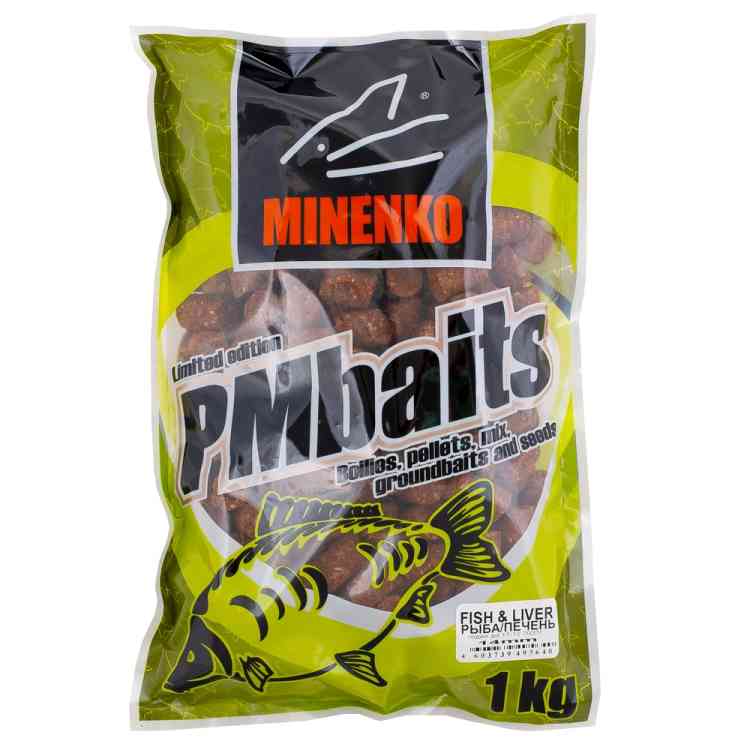 Пеллетс MINENKO Fish & Liver 14мм (1кг) - интернет-магазин «MINENKO»